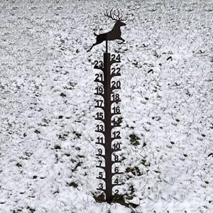 Iron Art Snow Gauge Outdoor 24 in Deer Snow Gauge, Handmade Metal Garden Snow Gauge Garden Pile (Reindeer)