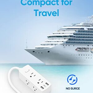 Cruise Essentials, Power Strip with USB C, No Surge Protector, 6 Outlets 3 USB Ports with 5ft Extension Cord Flat Plug, Cruise Accessories Must Have