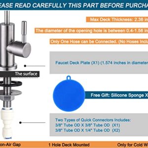 ESOW 100% Lead-Free Kitchen Water Filter Faucet, Fits Most Reverse Osmosis and Water Filtration System for Kitchen Bar Sink in Non-Air Gap, SUS304 Stainless Steel Brushed Nickel Finish