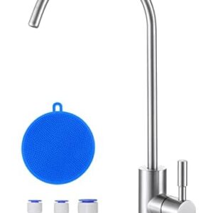 ESOW 100% Lead-Free Kitchen Water Filter Faucet, Fits Most Reverse Osmosis and Water Filtration System for Kitchen Bar Sink in Non-Air Gap, SUS304 Stainless Steel Brushed Nickel Finish