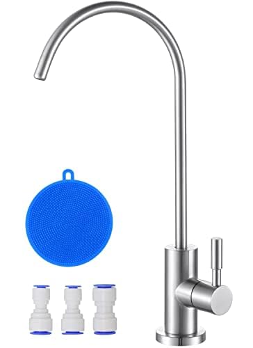 ESOW 100% Lead-Free Kitchen Water Filter Faucet, Fits Most Reverse Osmosis and Water Filtration System for Kitchen Bar Sink in Non-Air Gap, SUS304 Stainless Steel Brushed Nickel Finish