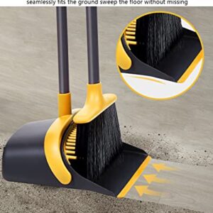 Broom and Dustpan Set, Broom and Dustpan, Broom and Dustpan Set for Home, Upgrade 52" Long Handle Broom with Stand Up Dustpan Combo Set for Office Home Kitchen Lobby Floor Use, Dust pan and Broom Set