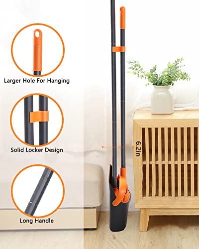 Broom and Dustpan Set, Broom and Dustpan, Broom and Dustpan Set for Home, Upgrade 52" Long Handle Broom with Stand Up Dustpan Combo Set for Office Home Kitchen Lobby Floor Use, Dust pan and Broom Set