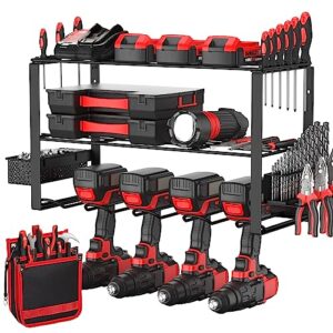 hyseyy power tool organizer with tool bag organizer heavy duty garage organization and storage for handheld & power tools | drill holder wall mount | tool holder wall mount for garage, workshop