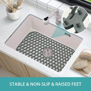 SAMSIER Sink Protectors for Kitchen Sink 19”x13”& 26”x14” with Cleaning Brush, Large Silicone Kitchen Sink Mats Grid for Bottom of Farmhouse Stainless Steel Porcelain Sink (26x14,Center Drain)