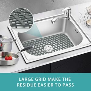 SAMSIER Sink Protectors for Kitchen Sink 19”x13”& 26”x14” with Cleaning Brush, Large Silicone Kitchen Sink Mats Grid for Bottom of Farmhouse Stainless Steel Porcelain Sink (26x14,Center Drain)