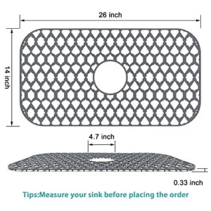 SAMSIER Sink Protectors for Kitchen Sink 19”x13”& 26”x14” with Cleaning Brush, Large Silicone Kitchen Sink Mats Grid for Bottom of Farmhouse Stainless Steel Porcelain Sink (26x14,Center Drain)