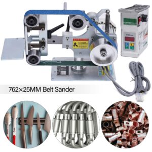 Abrasive Belt Machine, 30 x 1 in Belt Sander Polisher Sharpener Grinder w/DC Brushless Motor Stepless Speed Regulation Small Vertical and Horizontal Household Brushless Belt Machine