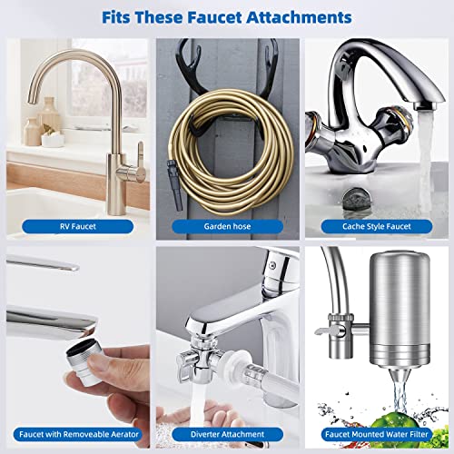 iFealClear 8 PCS Faucet Adapter Kit, Brass Sink Aerator Adapters, Male Female Kitchen Sink Faucet Adapters Connect to Water Filter, Garden Hose, G1/2 Shower Hose For Bathroom, Kitchen