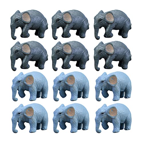 LUOZZY 12pcs Mini Elephants Miniature Animals Figurines Cartoon Elephant Bonsai Garden Elephant Models