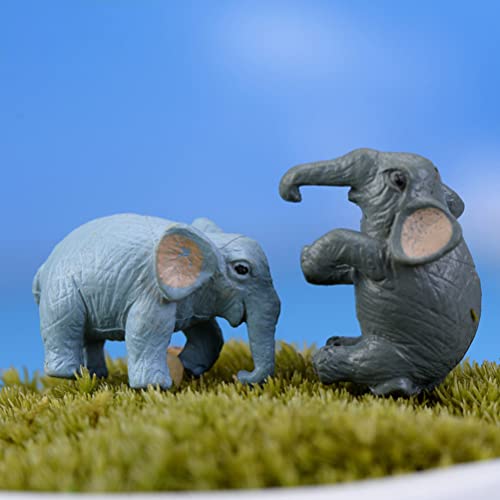 LUOZZY 12pcs Mini Elephants Miniature Animals Figurines Cartoon Elephant Bonsai Garden Elephant Models