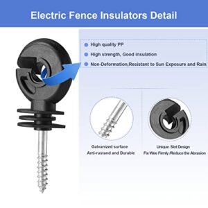 100PCS Electric Fence Insulators Screw-in Insulator Fence Ring Post Wood Post Insulator, Grid System Accessories for Animal Husbandry Electronic,Safe Agricultural Fencing Garden Supplies Accessories