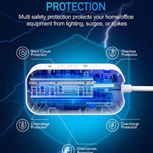 6FT PD 65W USB C Power Strip Surge Protector for Travel&Work, 9-in-1 Power Strip with 6 Widely AC Outlets&3 USB Ports, Overload Protection, Flat Plug, Wall Mount, Desk USB Charging Station, 1875W/15A