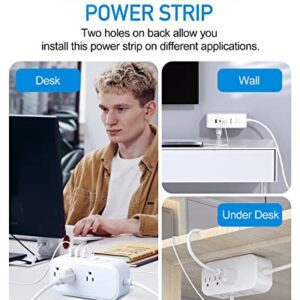 6FT PD 65W USB C Power Strip Surge Protector for Travel&Work, 9-in-1 Power Strip with 6 Widely AC Outlets&3 USB Ports, Overload Protection, Flat Plug, Wall Mount, Desk USB Charging Station, 1875W/15A