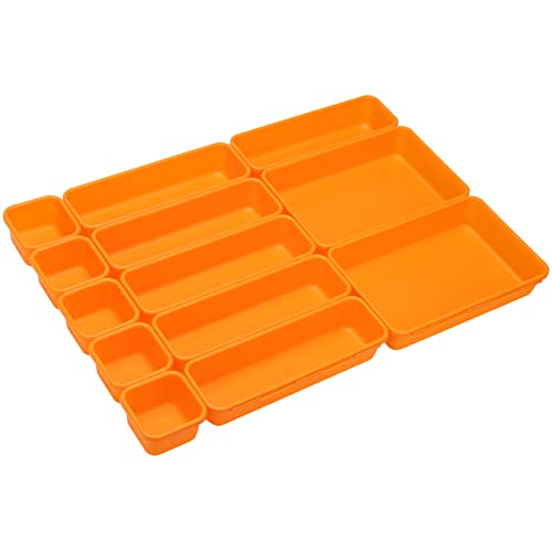 42 Pack Tool Box Organizer Tool Tray Dividers, Rolling Tool Chest Cart Cabinet Workbench Desk Drawer Organization and Storage for Hardware, Parts, Screws, Nuts, Small Tools Organization(Orange)