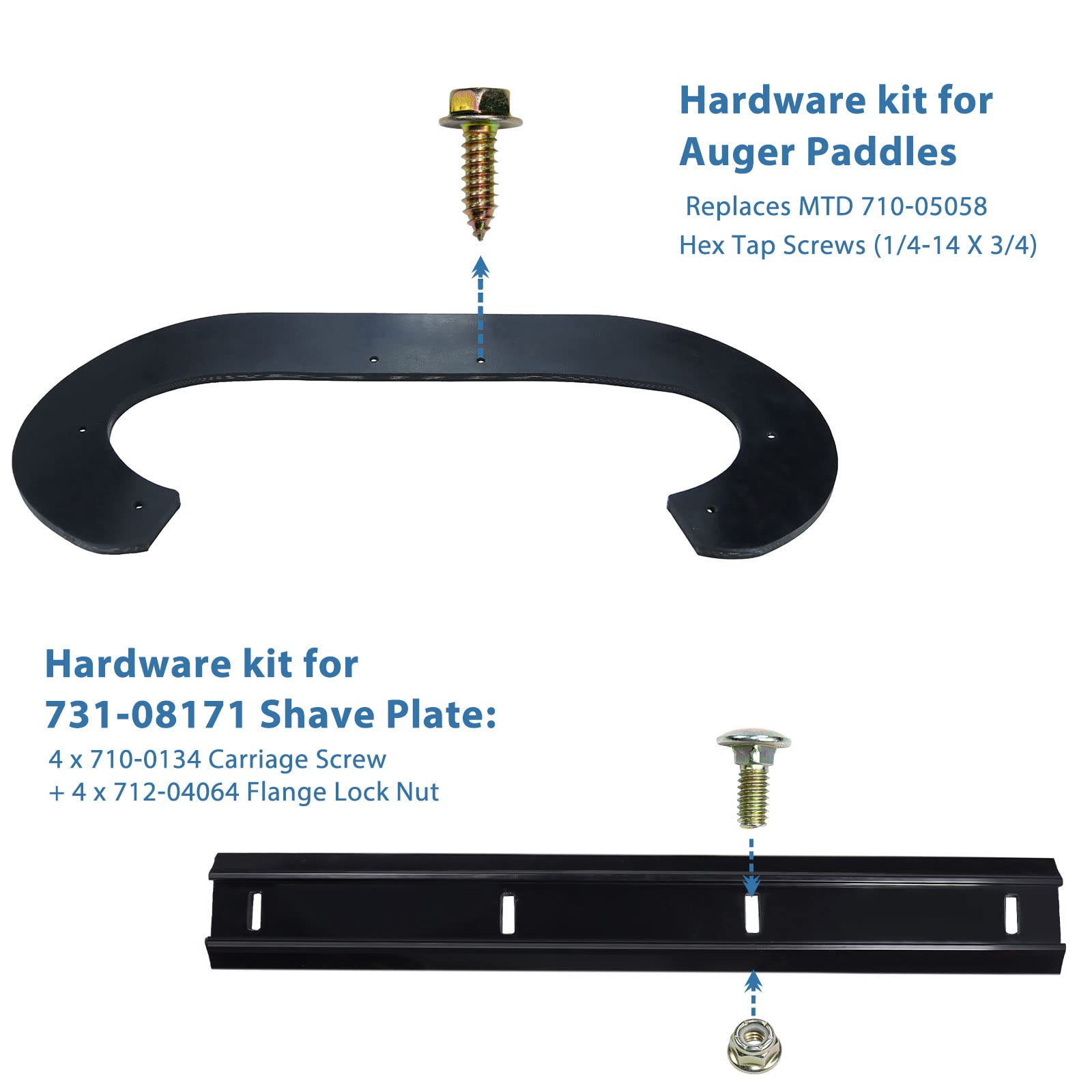 POSEAGLE 753-06469 Paddle Kit with 731-08171 Shave Plate 954-04050A Belt for Cub Cadet MTD 221HP, 221LHP, 1X21LHP, 1X221HP, RM2100, Troy Bilt Squall 210, 2100, 123R, 179E, 208E, 208XP Snow Blowers