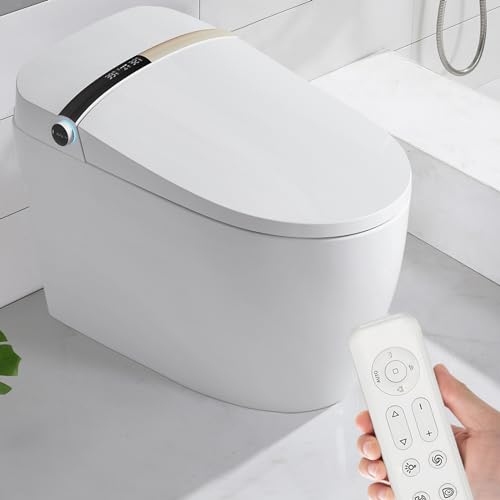 Smart Bidet Toilet- Tankless One Piece Toilet with Remote Control,Temperature Controlled Wash Functions,Warm Air Dryer Heated Bidet Seat, Hip Cleaning Temperature Adjustment Intelligent Toilet