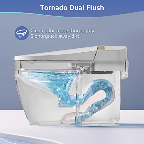 Smart Bidet Toilet- Tankless One Piece Toilet with Remote Control,Temperature Controlled Wash Functions,Warm Air Dryer Heated Bidet Seat, Hip Cleaning Temperature Adjustment Intelligent Toilet