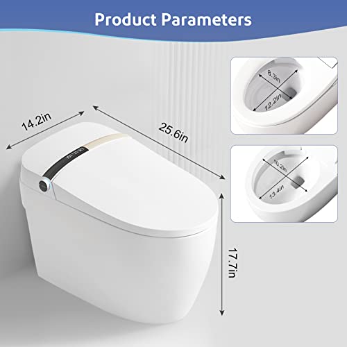 Smart Bidet Toilet- Tankless One Piece Toilet with Remote Control,Temperature Controlled Wash Functions,Warm Air Dryer Heated Bidet Seat, Hip Cleaning Temperature Adjustment Intelligent Toilet