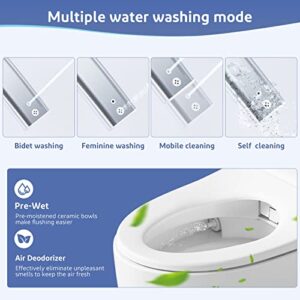 Smart Bidet Toilet- Tankless One Piece Toilet with Remote Control,Temperature Controlled Wash Functions,Warm Air Dryer Heated Bidet Seat, Hip Cleaning Temperature Adjustment Intelligent Toilet