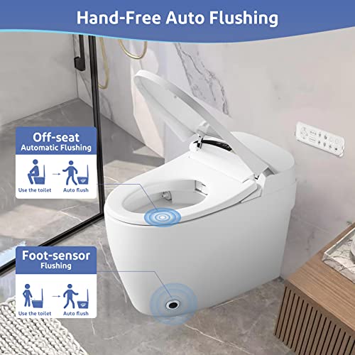 Smart Bidet Toilet- Tankless One Piece Toilet with Remote Control,Temperature Controlled Wash Functions,Warm Air Dryer Heated Bidet Seat, Hip Cleaning Temperature Adjustment Intelligent Toilet