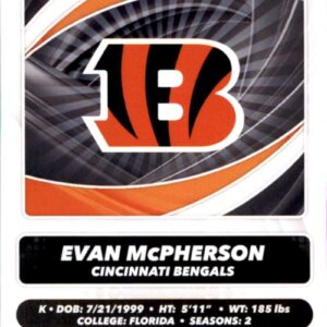 2022 Panini NFL Sticker Card #33 Evan McPherson Cincinnati Bengals Football Card