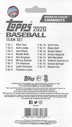 Topps American League All Star Standouts Factory Sealed Team Set GIFT LOT Including the 2022 and 2020 Limited Edition 17 Card Sets