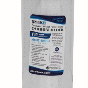 PureT HQCBC-10BB-10, 10x4.5" Coconut Carbon Block Filter - NSF Certified - Cononut Shell Activated Carbon removes Chlorine, Dirt and More (10 u Micron Rated)