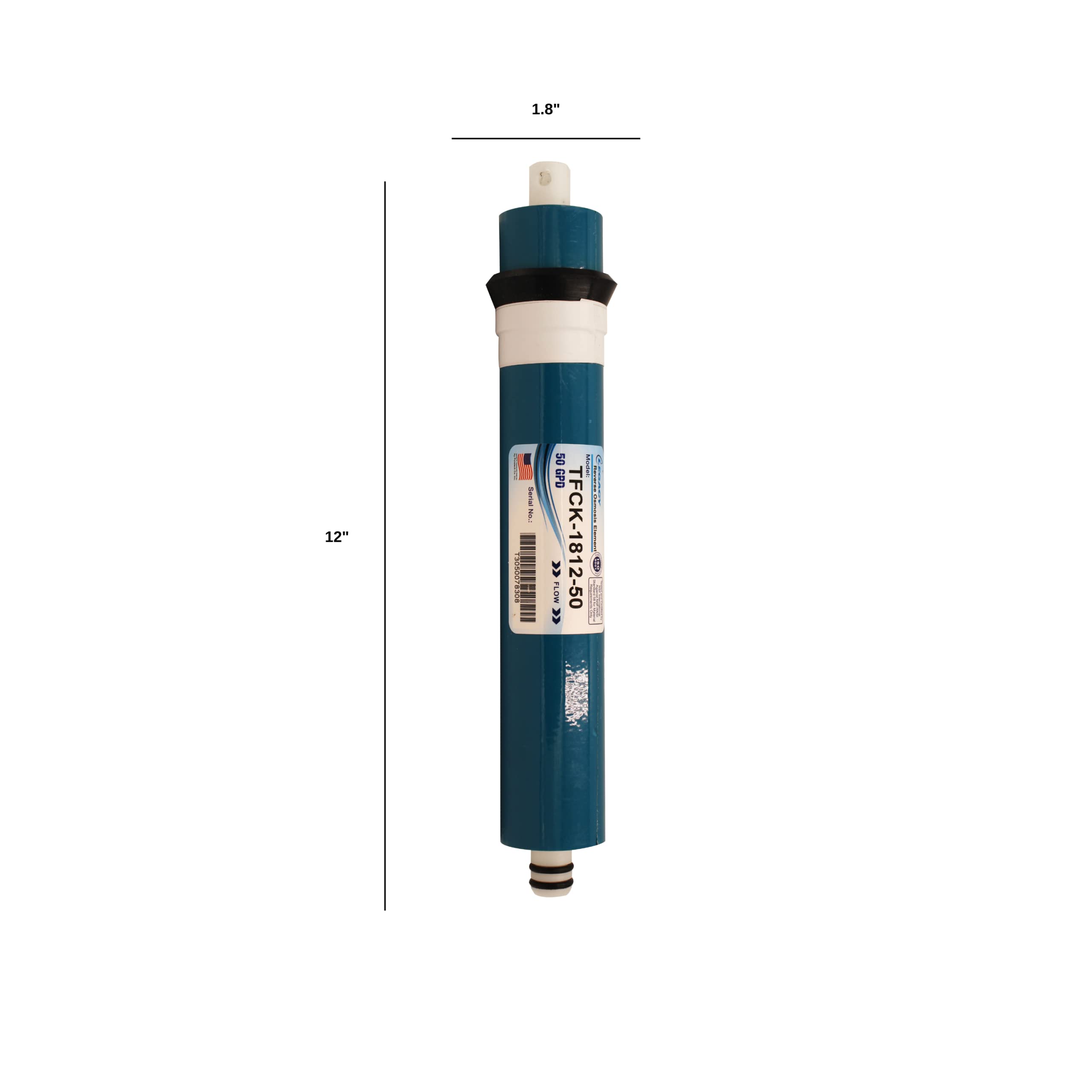 PureT TFCK-1812-50, Reverse Osmosis Semipermeable Membrane Filter - 50 Gallon per Day Capacity - Water Filter for Sediment, Mineral and Chemical Purification, Lifetime 2 Years