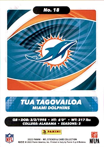 2022 Panini NFL Sticker Card #18 Tua Tagovailoa Miami Dolphins Football Card