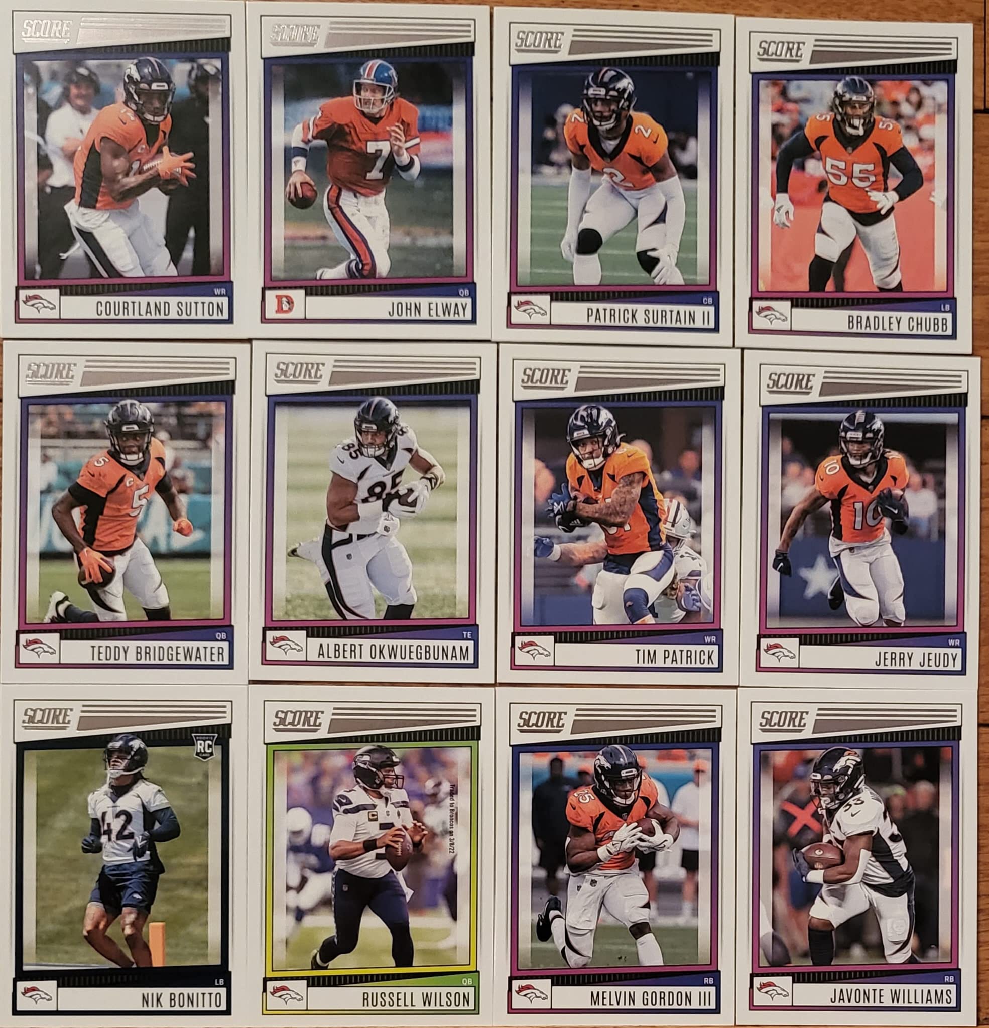 2022 Panini Score Football Denver Broncos Team Set Gift Pack 2022 Score Team Plus Bonus Broncos Set 2010-2022