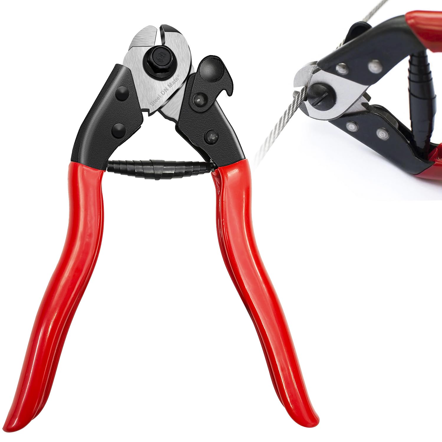 Steel DN Mate 7.6" Steel Wire Cutter, Cut All Wires Up to 5/32", Wire Rope Cutter, Cut Steel Cable, Aircraft Cable, Wire Seals, Bike Cable,  Aluminum/Copper Wire, Fence Cable, One-Hand Operate CC-11