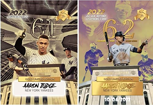 AARON JUDGE Home Run 61 and 62 Baseball Cards - Ties Roger Maris w/ 61 Home Runs, Breaks His Record with 62 - CUSTOM Made Novelty Baseball Cards Commemorating His 61st and 62nd HOME RUNS! - New York Yankees