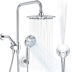 sr sun rise 9 inch high pressure rain shower head combo with filtered shower wand, 8 water spray modes shower head with 71 inch extra long hose