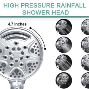 SR SUN RISE 9 Inch High Pressure Rain Shower Head Combo with Filtered Shower Wand, 8 Water Spray Modes Shower Head with 71 Inch Extra Long Hose