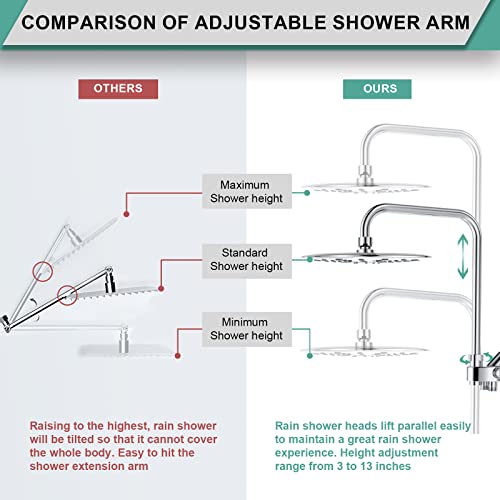 SR SUN RISE 9 Inch High Pressure Rain Shower Head Combo with Filtered Shower Wand, 8 Water Spray Modes Shower Head with 71 Inch Extra Long Hose