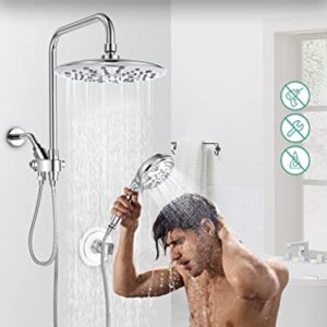 SR SUN RISE 9 Inch High Pressure Rain Shower Head Combo with Filtered Shower Wand, 8 Water Spray Modes Shower Head with 71 Inch Extra Long Hose