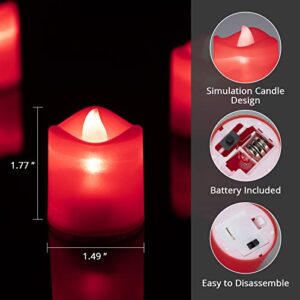 Litake 24PCS Red Flameless Candles Red Tea Lights Candles Led Candles with Red Flickering Light Fake Candles Battery Operated Electric Candles for Valentine Wedding Party Anniversary Decor