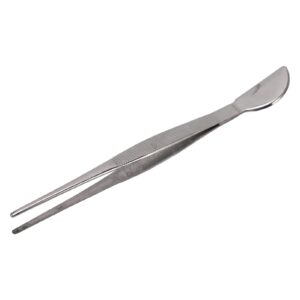 chiciris bonsai long tweezers, garden tweezers bonsai, stainless steel bonsai tweezers long tweezers with moon spatula head for potted loosening soil planing grass (straight)