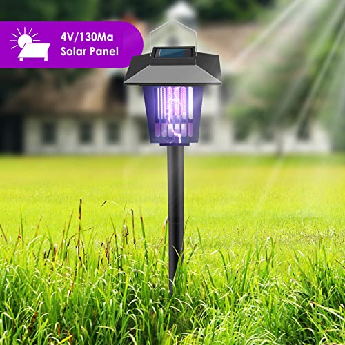 2 Pack Solar Mosquito Zapper Outdoor Bug Zapper, Multifunctional Pest Control Insect Zapper Mosquito Repellent for Patio- Mosquito Killer & Lighting