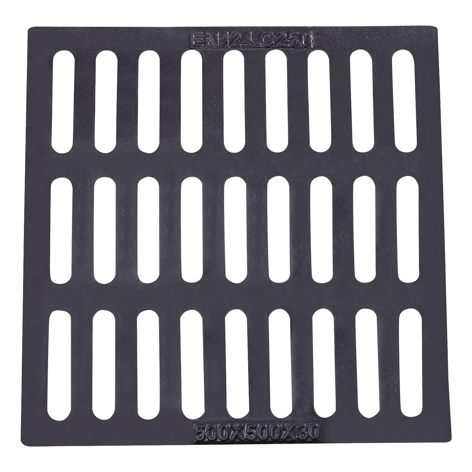 Cast Iron Drain Grate, 19.7 x19.7 Outdoor Drain Cover, Durable Heavy Duty Sewer Cover to Block Debris, Black Rectangle Drainage Grate for Concrete Floor