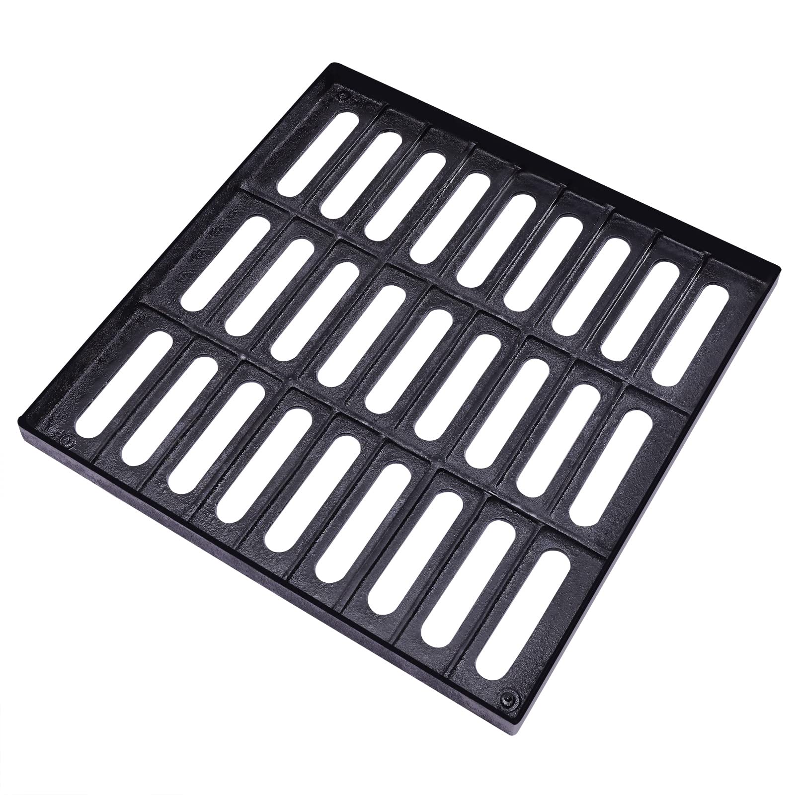 Cast Iron Drain Grate, 19.7 x19.7 Outdoor Drain Cover, Durable Heavy Duty Sewer Cover to Block Debris, Black Rectangle Drainage Grate for Concrete Floor