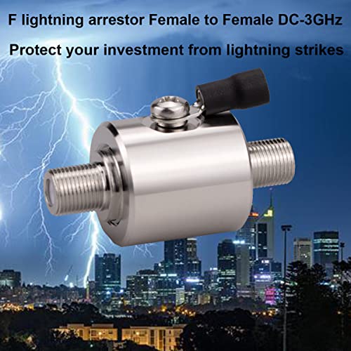 Whisary F Type Lightning arrestor Female to Female 75 ohm Cellular 2G 3G 4G LTE CATV Satellite with 90V Gas Tube Coaxial Lightning Aresster 