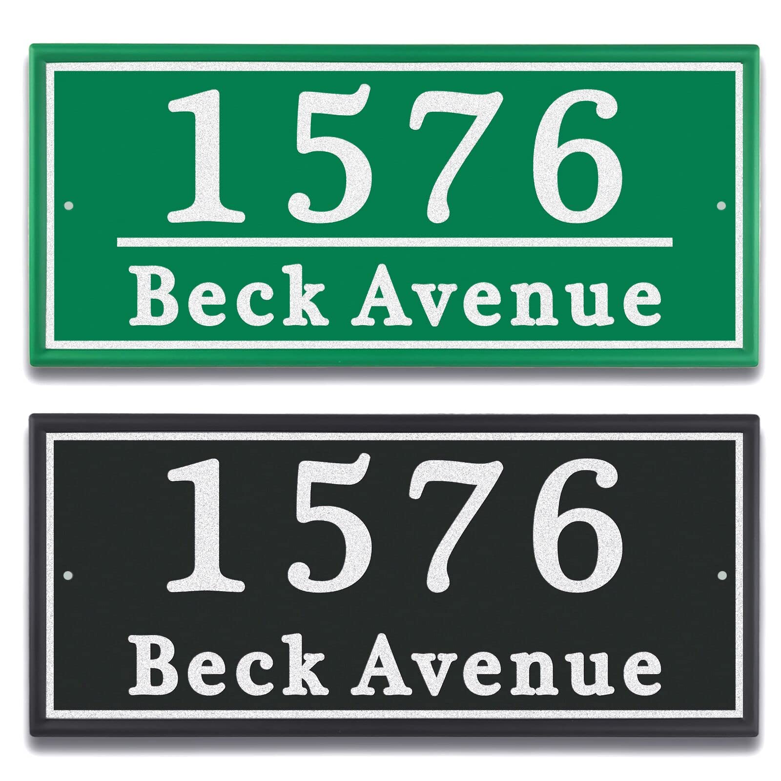 Personalized Reflective Address Plaque, Custom Aluminum House Number Sign with Two Screw, Address Sign for Outside Home, Street, House, 12.5"L x 5.5"H (Black or Green)