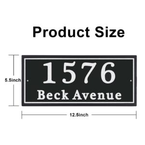 Personalized Reflective Address Plaque, Custom Aluminum House Number Sign with Two Screw, Address Sign for Outside Home, Street, House, 12.5"L x 5.5"H (Black or Green)