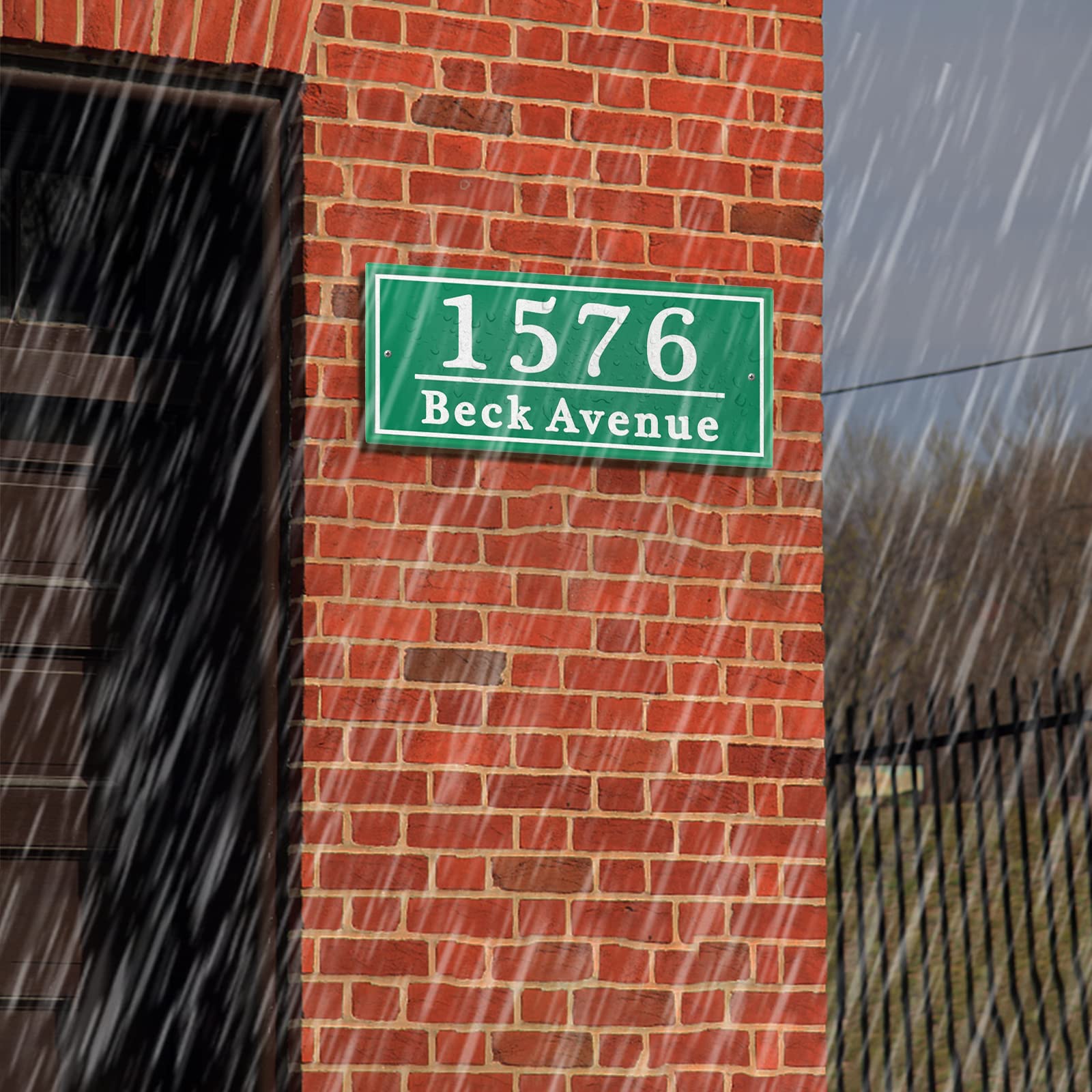 Personalized Reflective Address Plaque, Custom Aluminum House Number Sign with Two Screw, Address Sign for Outside Home, Street, House, 12.5"L x 5.5"H (Black or Green)