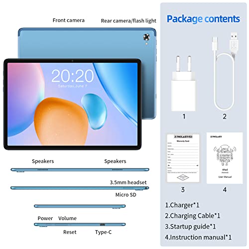 TECLAST Android 12 Tablet 10 inch, Tablets P30S 4GB RAM+64GB ROM(TF 1TB), 8-Core Processor 2.0GHz, 2.4G&5G WiFi Tablet, Face Recognition, Dual Cameras, BT5.0, GPS, Google GMS Certified