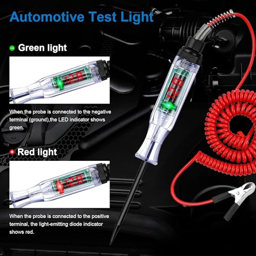 Test Light Automotive, Automotive Circuit Tester, DC 6V-24V Digital LED Test Light with Portable, Auto Bidirectional Voltage Tester Electric Test Pen with Voltmeter and Probe