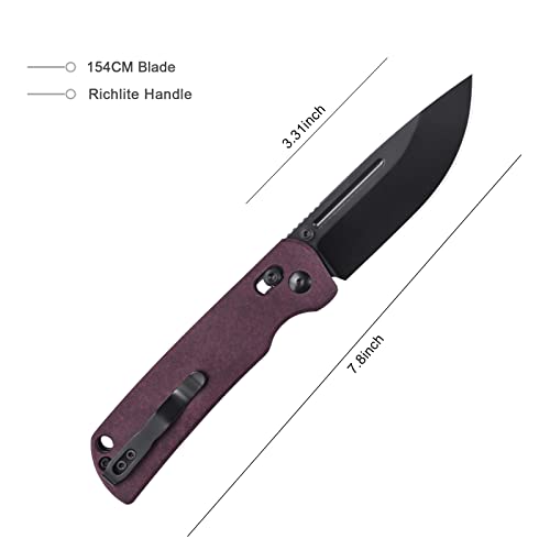 Kizer Pocket Knife 3.31 Inches 154CM Steel Richlite Handle EDC Knife, Thumb-stud Openers V4481C1