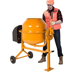 fujampe cement mixer 4.2 cu ft heavy duty portable electric cement mixer electric concrete concrete mixer machine 120l wheelbarrow mud mixer for stucco mortar 1/2 hp 36rpm (alloy steel)